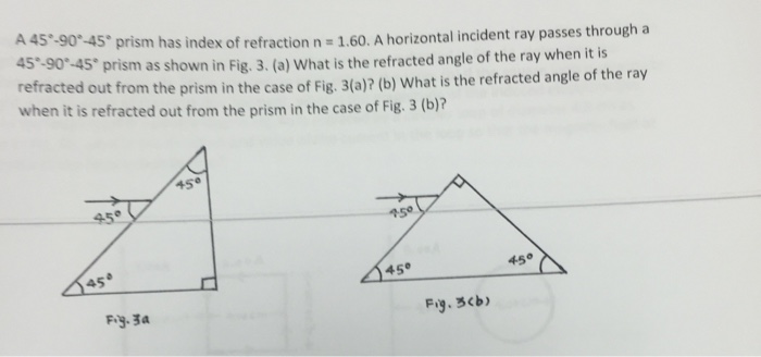 Solved A 45 degree -90 degree 45 degree prism has index of | Chegg.com