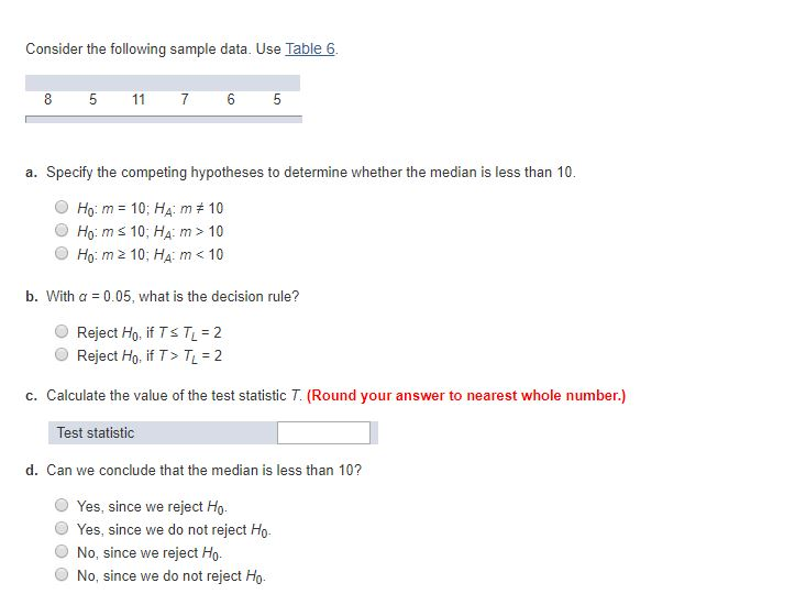 Solved Consider the following sample data. Use Table 6 8 5 1 | Chegg.com