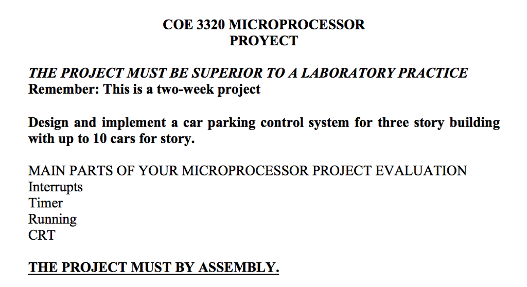Solved Design and implement a car parking control system for | Chegg.com