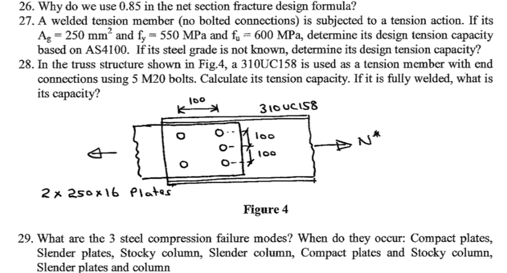 Solved Why do we use 0.85 in the net section fracture design | Chegg.com