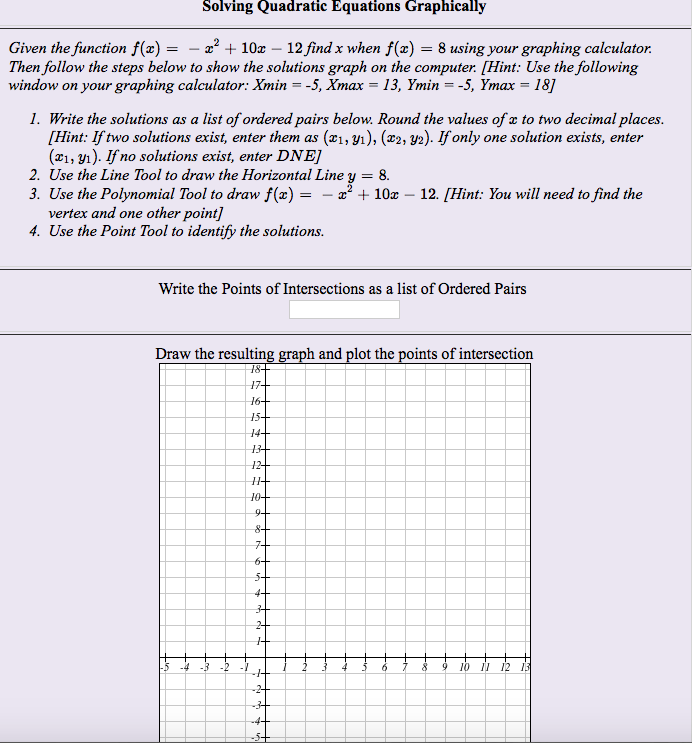 Solved Solving Quadratic Equations Graphically Given the | Chegg.com