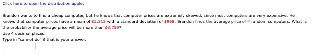 Solved Click here to open the distribution applet Brandon | Chegg.com