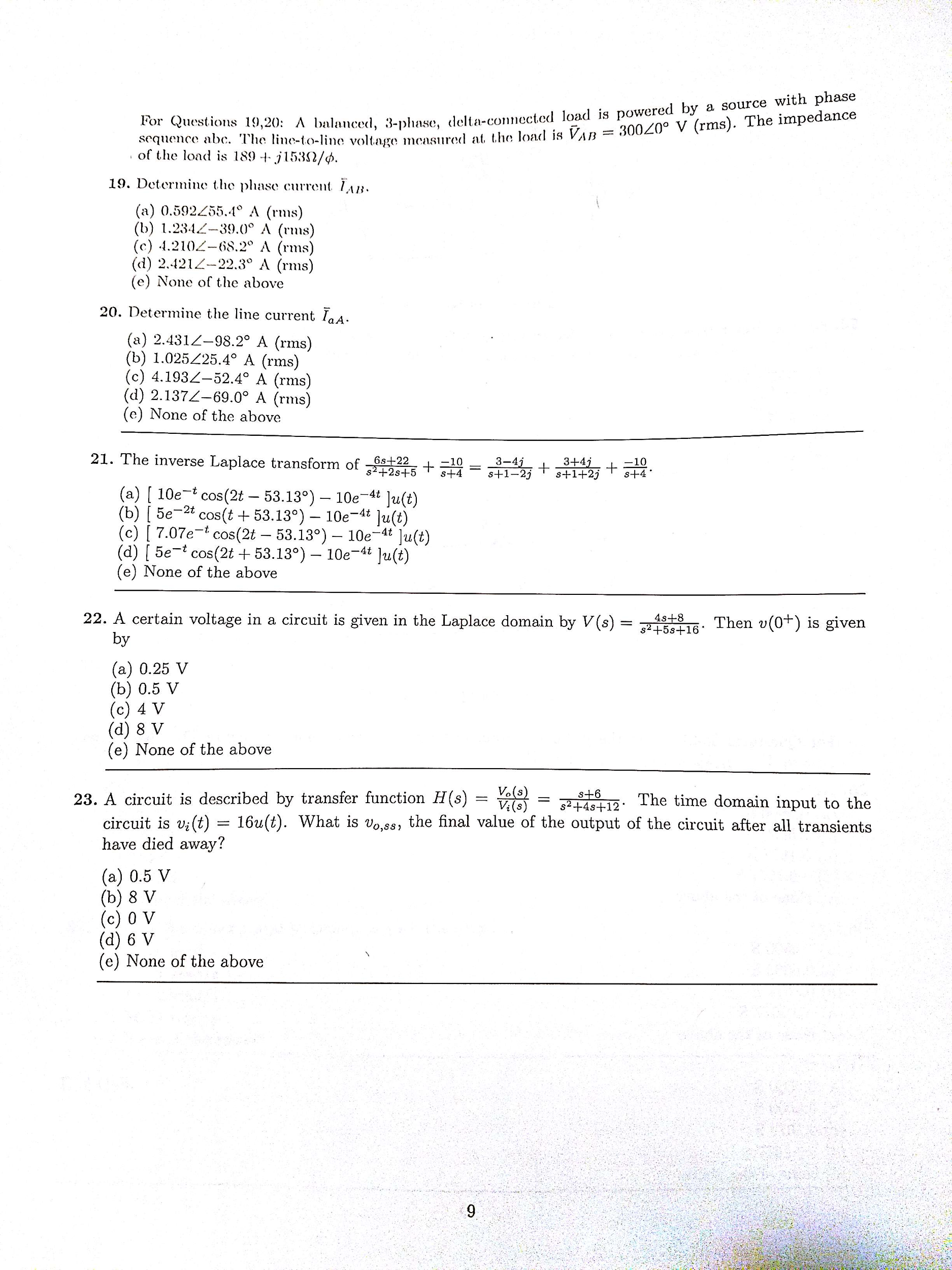 Solved A Balanced 3 Phase Delta Connected Load Is Powered