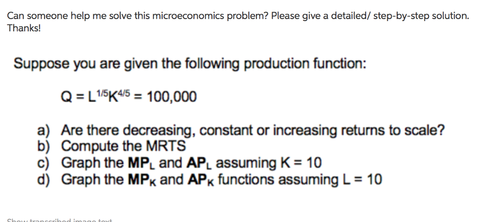 Solved Can someone help me solve this microeconomics | Chegg.com
