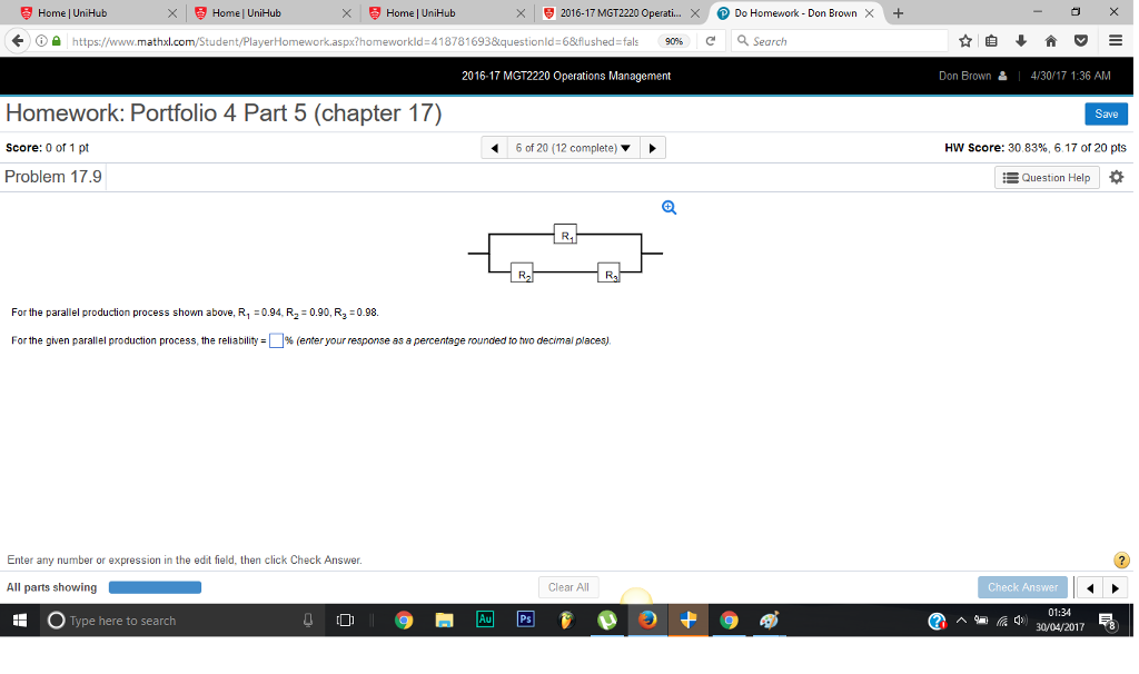Solved For the parallel production process shown above, | Chegg.com