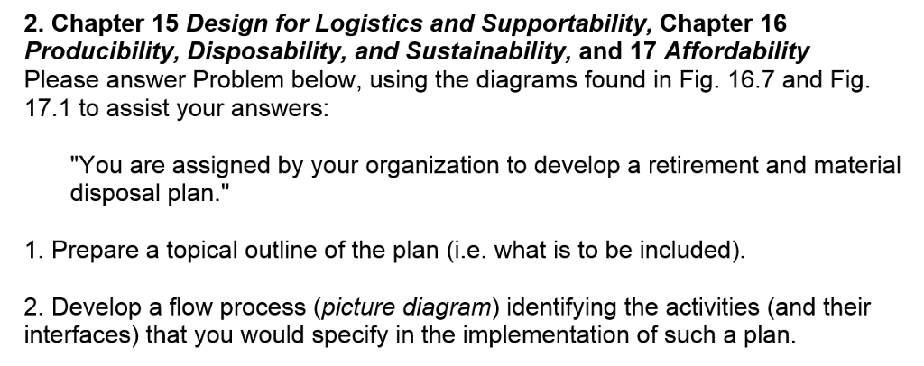 Design for Logistics and Supportability, Chapter 16 | Chegg.com