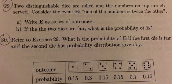 Solved Two distinguishable dice are rolled and the numbers | Chegg.com