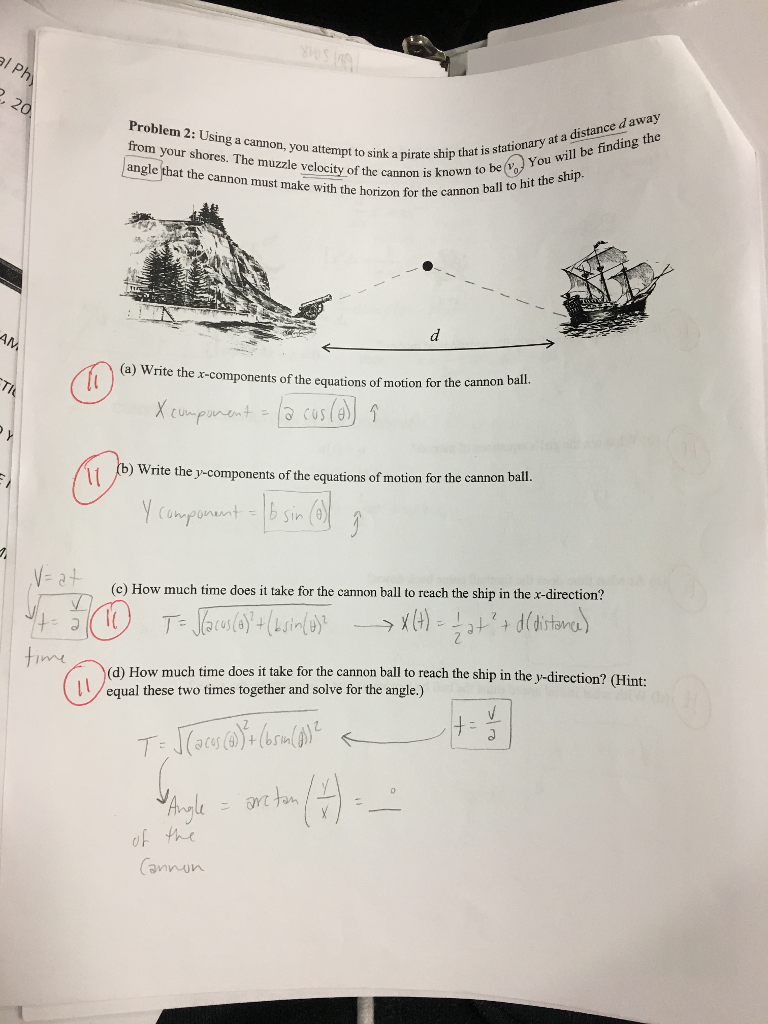 Solved Problem 2: Using a cannon, you attempt to sink a | Chegg.com