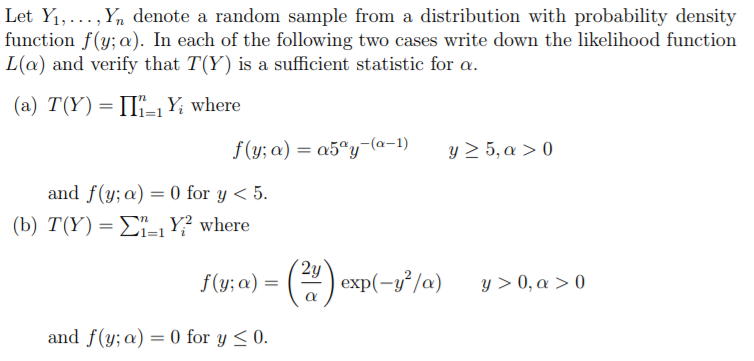 Solved Let Yi, ,y, denote a random sample from a | Chegg.com Solved Let Yi, ,y, denote a random sample from a | Chegg.com