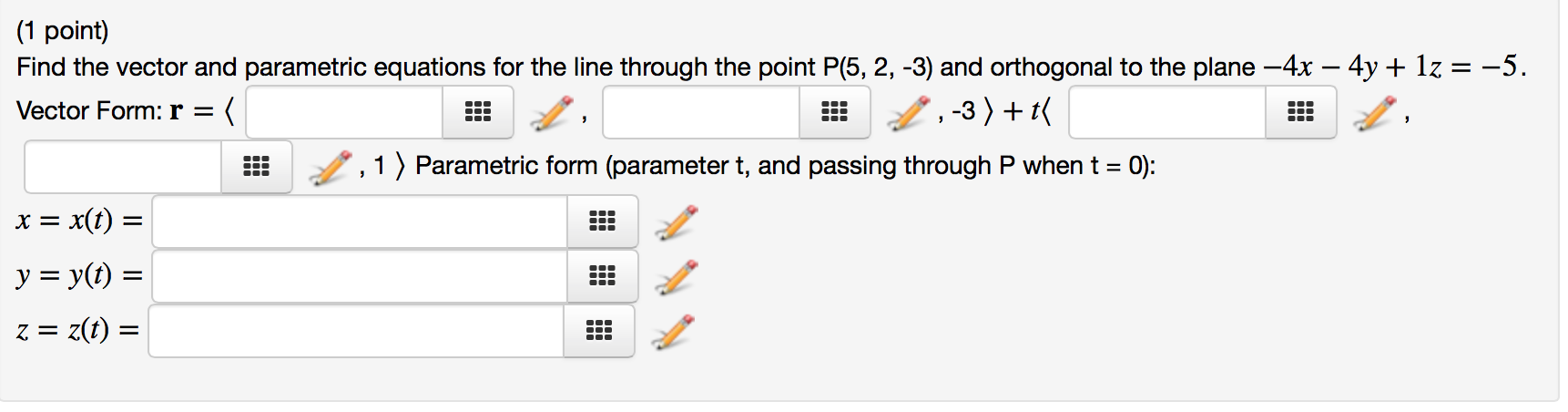 Solved: (1 Point) Find The Vector And Parametric Equations... | Chegg.com
