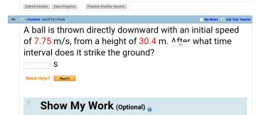 Solved A ball is thrown directly downward with an initial | Chegg.com