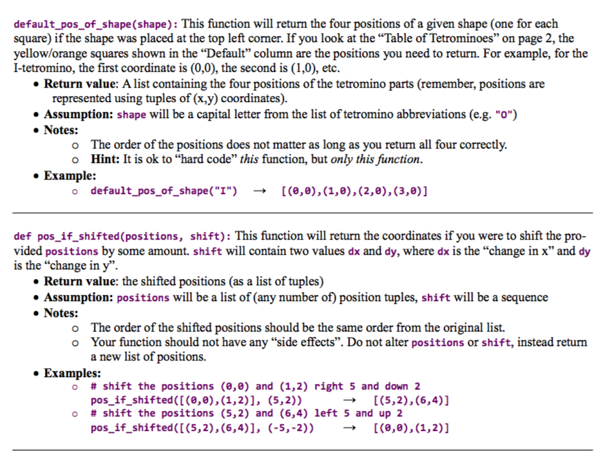 Table of Tetrominoes We will be dealing with the | Chegg.com