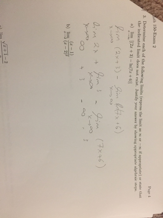 Solved Determine each of the following limits (express the | Chegg.com