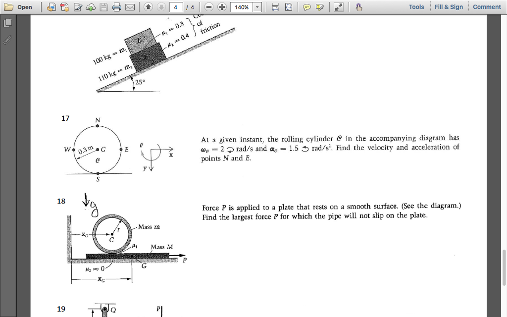 Solved At a given instant, the rolling cylinder in the | Chegg.com