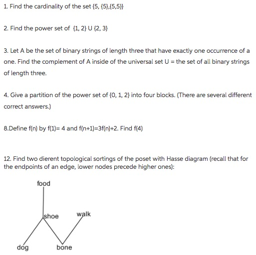 Solved Find the cardinality of the set {5, {5}, {5, 5}} | Chegg.com