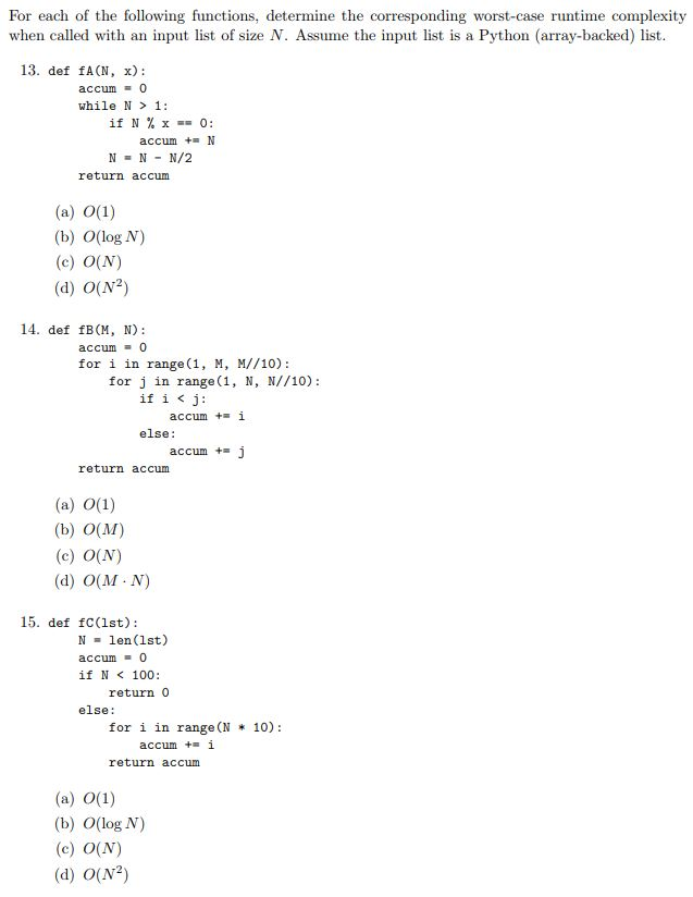 Solved For each of the following functions, determine the | Chegg.com