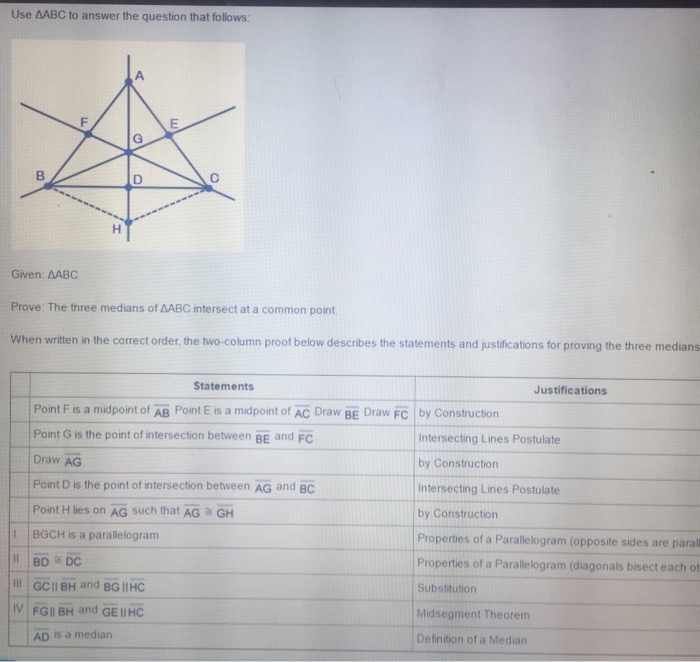 Solved Use AABC to answer the question that follows: Given: | Chegg.com