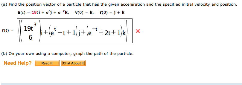 Solved Find the position vector of a particle that has the | Chegg.com