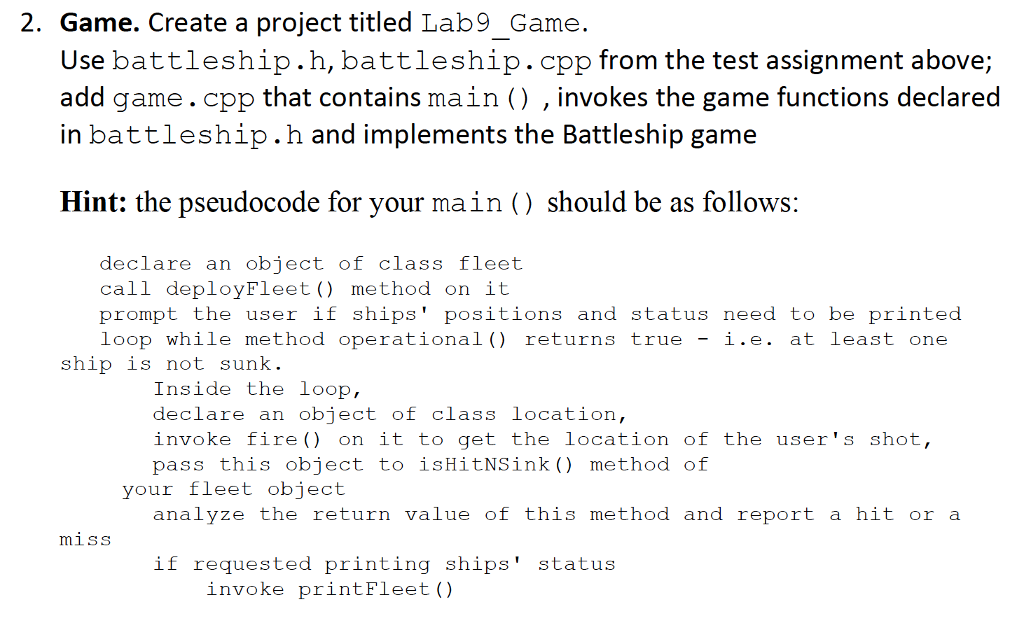 C++ project. Battleship game description. The field | Chegg.com