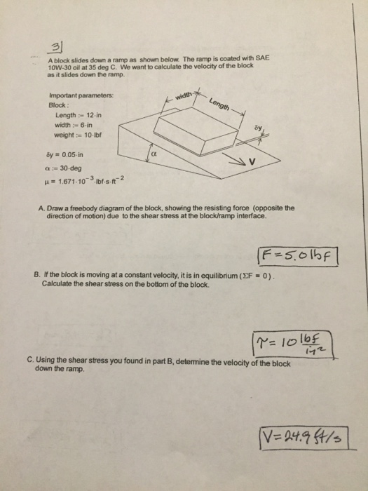 Solved A block slides down a ramp a* shown below The ramp is | Chegg.com