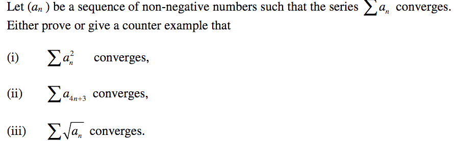 Solved Let (a_n) be a sequence of non-negative numbers such | Chegg.com