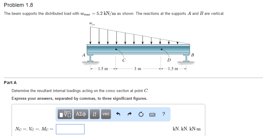 Solved Determine the resultant internal loadings acting on | Chegg.com
