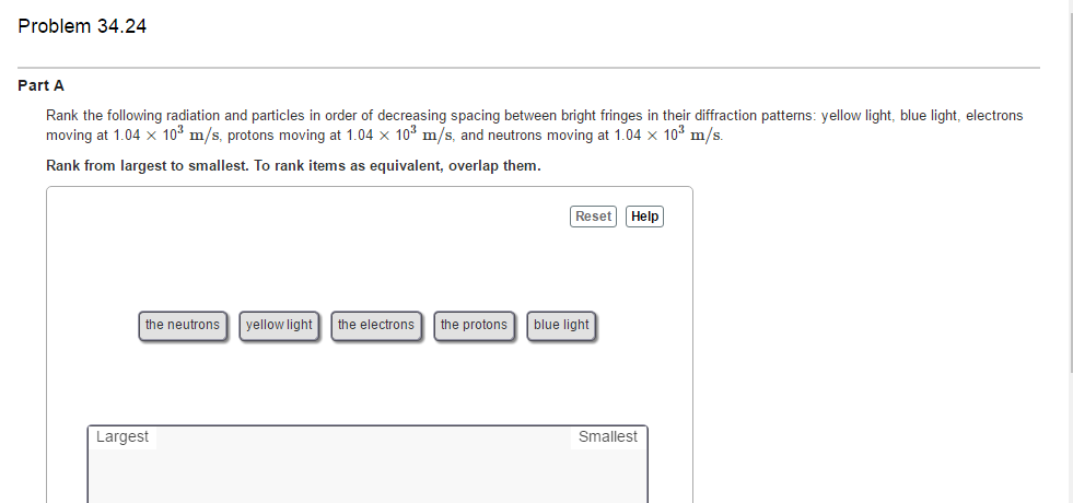 Solved Rank the following radiation and particles in order | Chegg.com