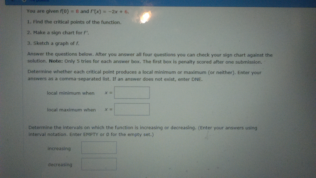 Solved You are given f(0) = 8 and f(x)--2x + 6. 1. Find the | Chegg.com
