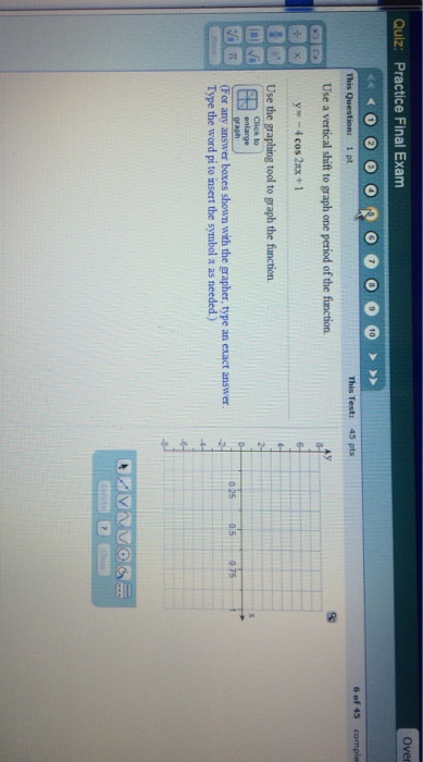 Solved Use a vertical shift to graph one period of the | Chegg.com