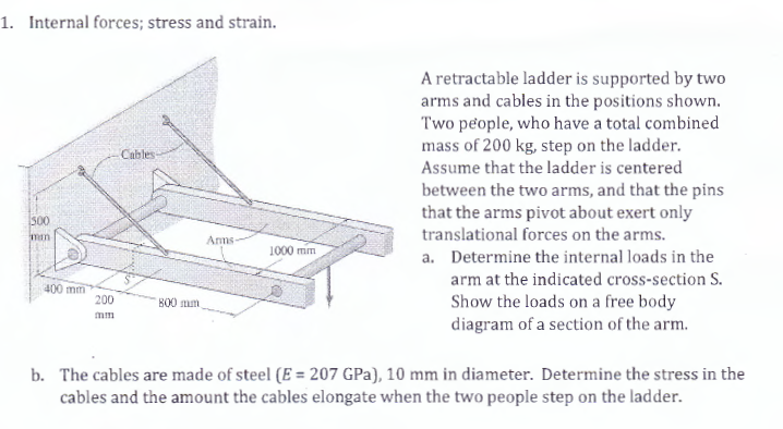 Solved Internal forces; stress and strain. A retractable | Chegg.com