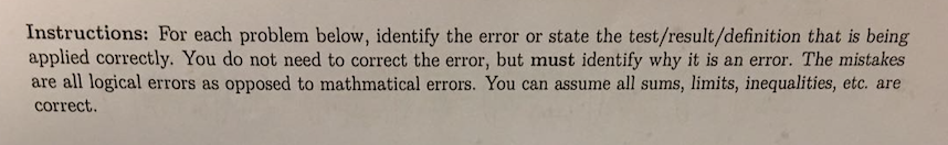 Solved Instructions: For each problem below, identify the | Chegg.com