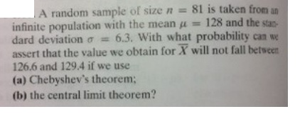 Solved A random sample of size n = 81 is taken from an | Chegg.com