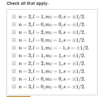 Solved Make a list of the four quantum numbers n, l, ml, and | Chegg.com