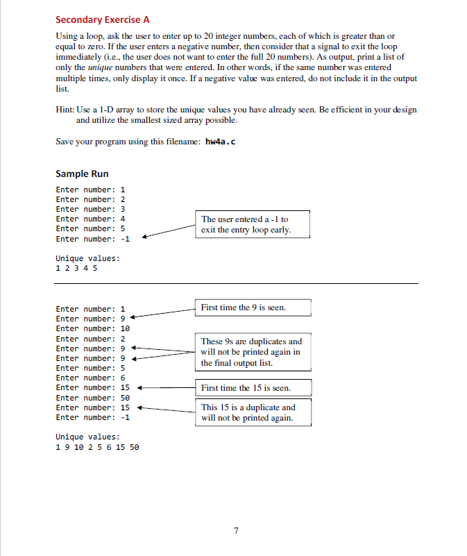 Solved Secondary Exercise A Using a loop, ask the user to | Chegg.com