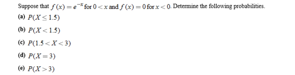 Solved Suppose that f (x) = e^-x for 0