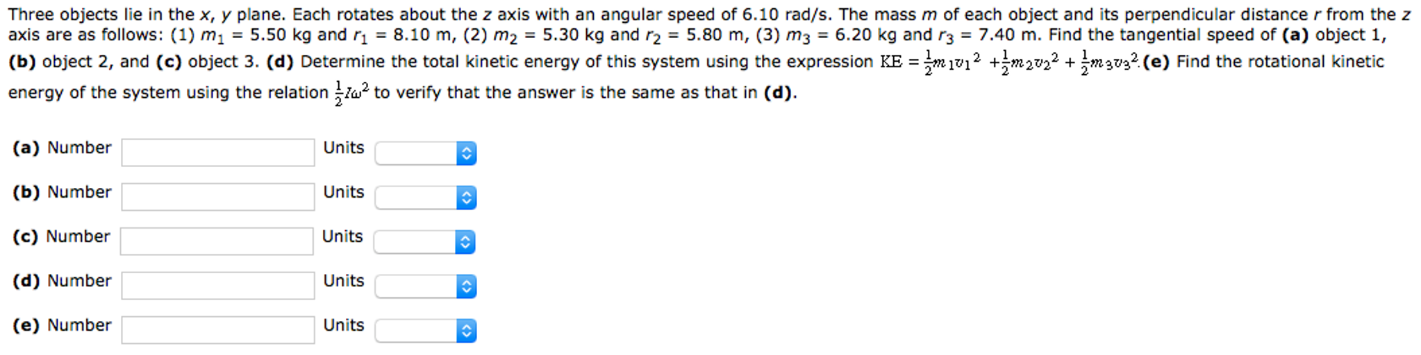 Solved Three Objects Lie In The X Y Plane Each Rotates 7283