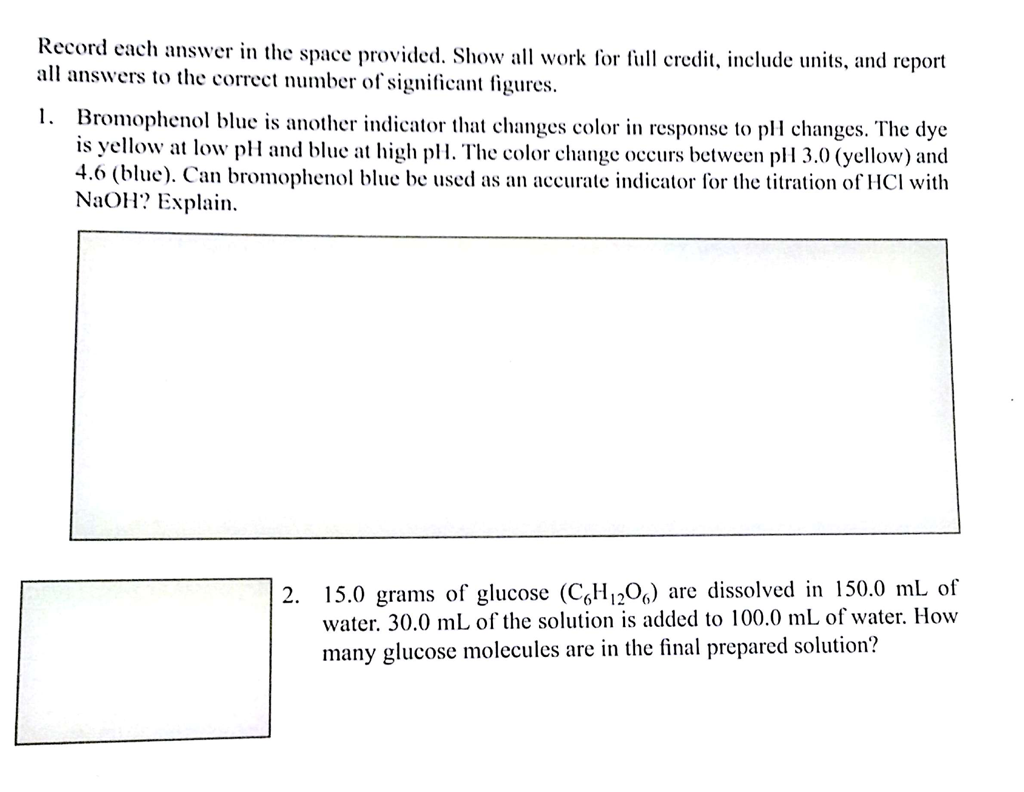 Solved Bromophenol blue is another indicator that changes | Chegg.com