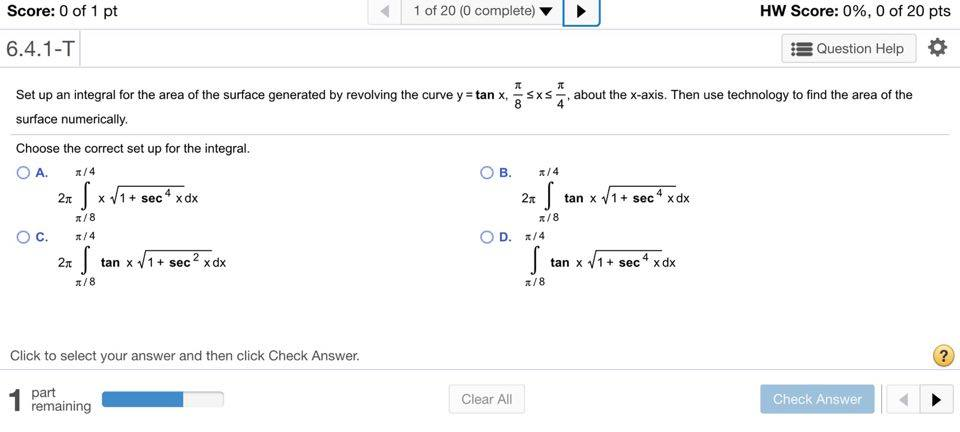 Solved Set up an integral for the area of the surface | Chegg.com