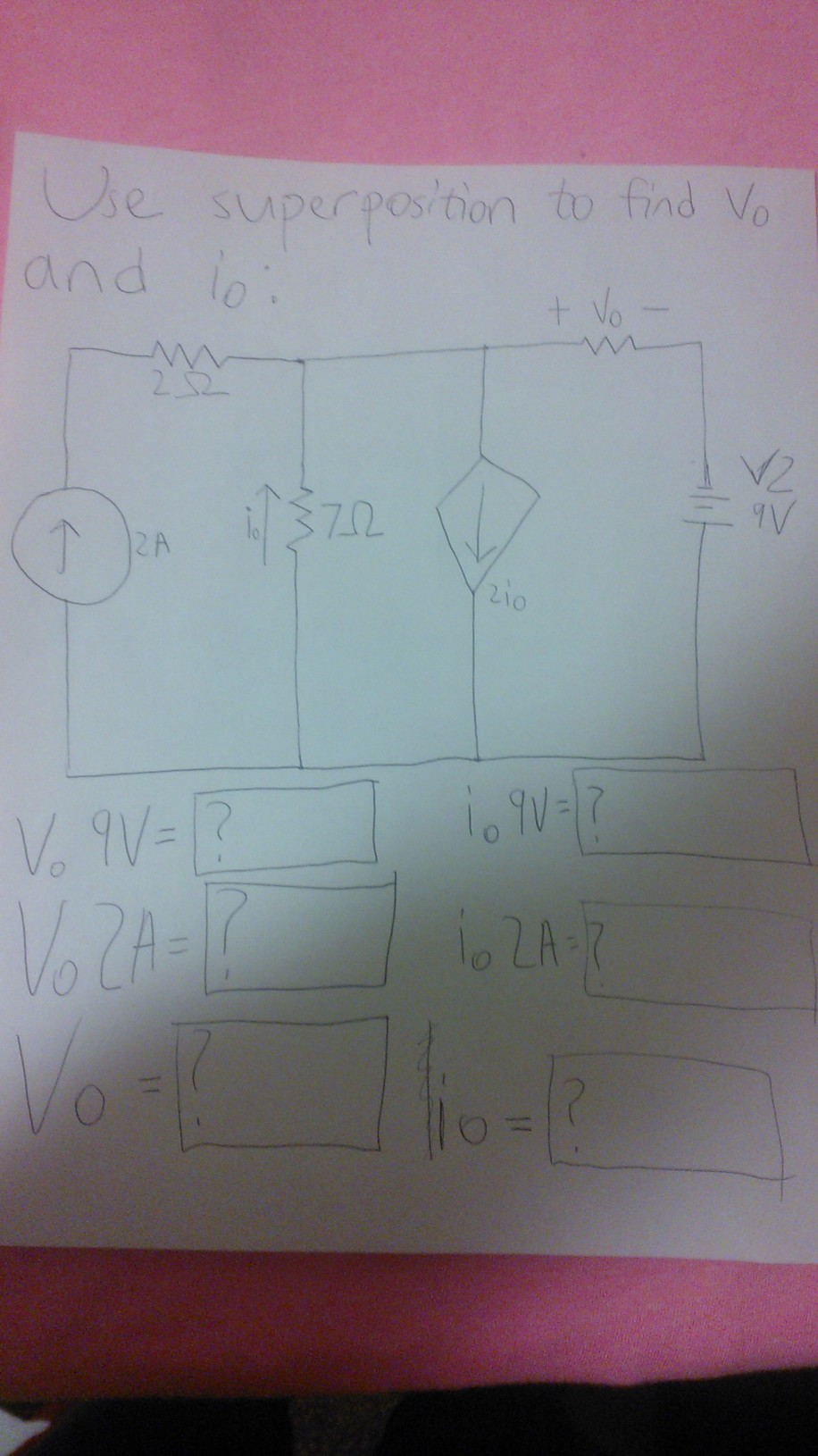 Solved Use superposition to find V0 and i0 | Chegg.com
