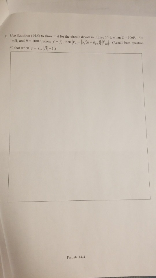 Solved EEE202 Experiment #14: FREQUENCY RESPONSE OF RLC | Chegg.com