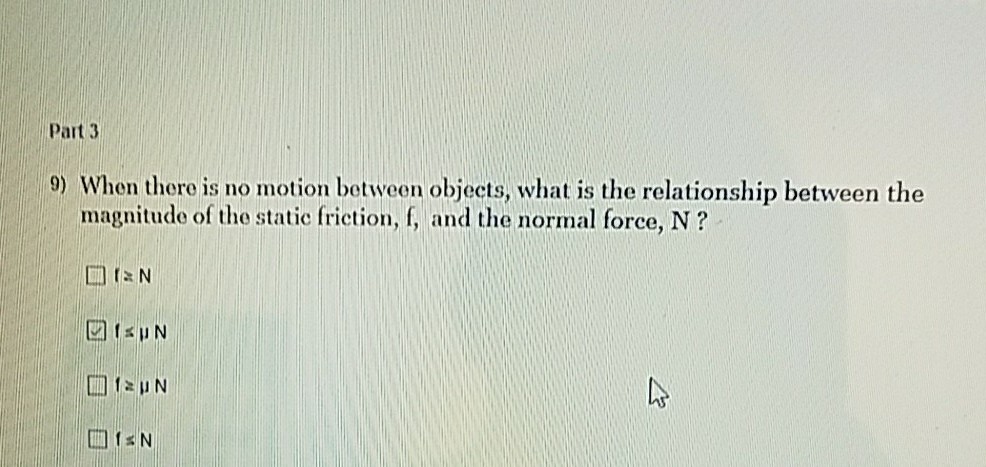 Solved Part 3 9) When there is no motion between objects, | Chegg.com