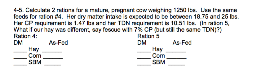 Solved Calculate 2 rations for a mature, pregnant cow | Chegg.com