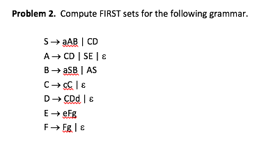Solved Compute FIRST sets for the following grammar. S | Chegg.com