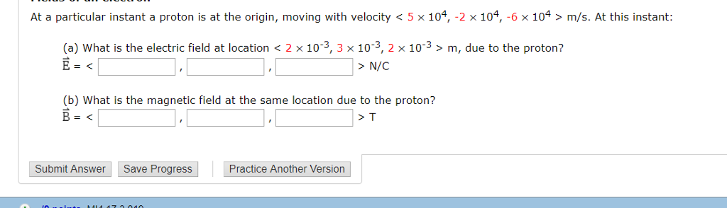 Solved At a particular instant a proton is at the origin, | Chegg.com