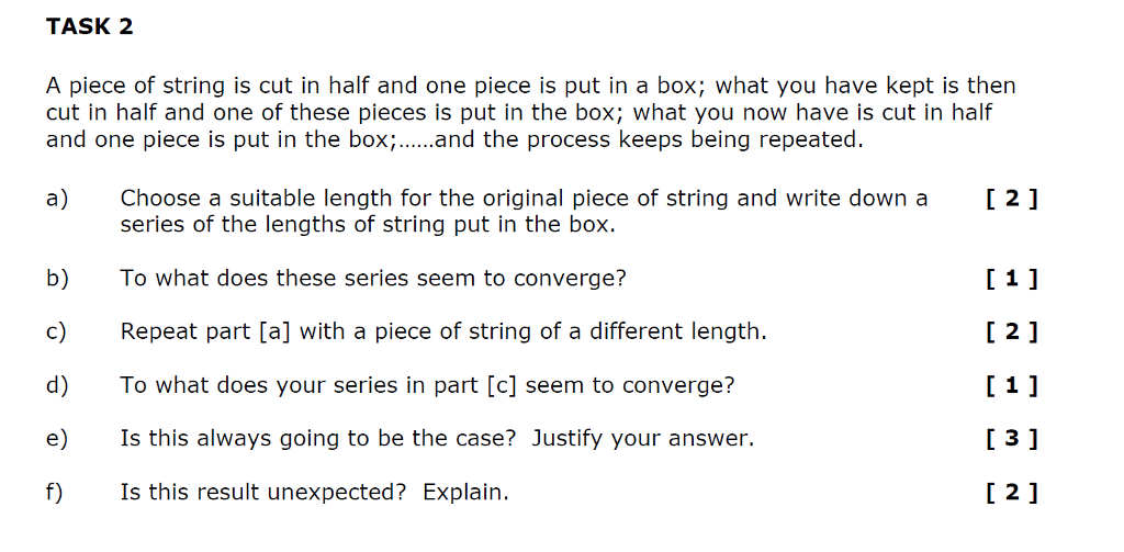 Solved TASK 2 A piece of string is cut in half and one piece | Chegg.com