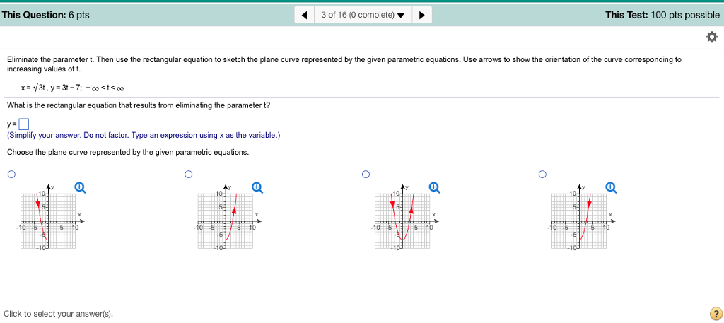 Solved Eliminate the parameter t. Then use the rectangular | Chegg.com