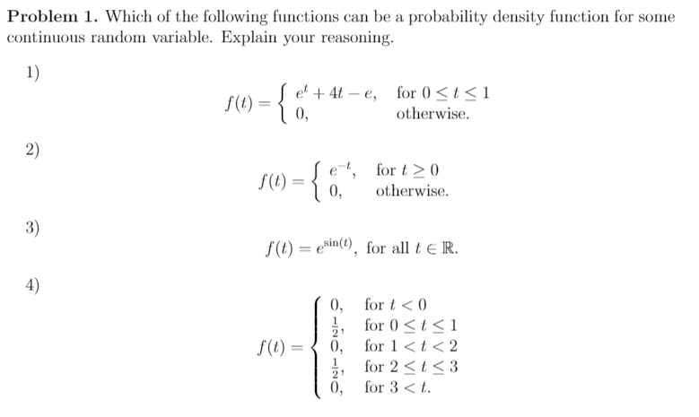 Solved Which of the following function can be a probability | Chegg.com