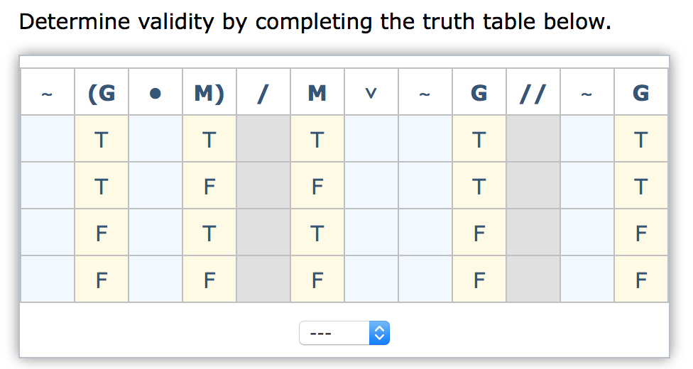 Solved Determine validity by completing the truth table | Chegg.com Solved Determine validity by completing the truth table | Chegg.com