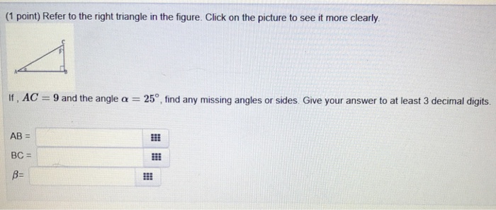 Solved Refer to the right triangle in the figure Click on | Chegg.com