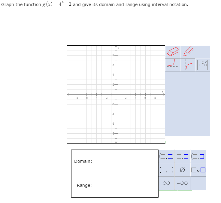 Solved Graph the function g(x) = 4^x - 2 and give its domain | Chegg.com